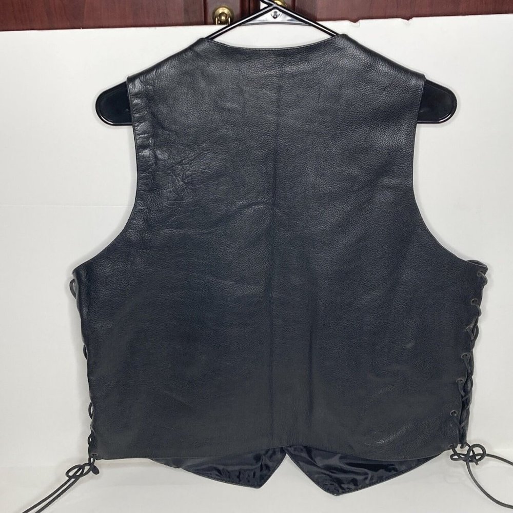 Mas Mens Black Leather Motorcycle Riding Vest Medium … - Gem